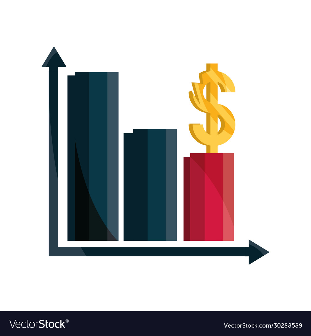 Diagram bars decrease money business stock market Vector Image
