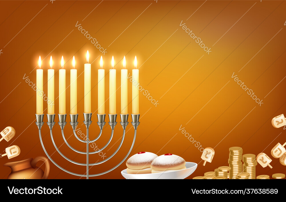 Hanukkah realistic background composition Vector Image