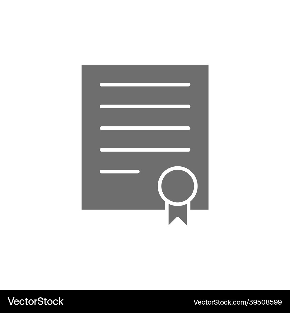Certificate signed document grey icon isolated Vector Image