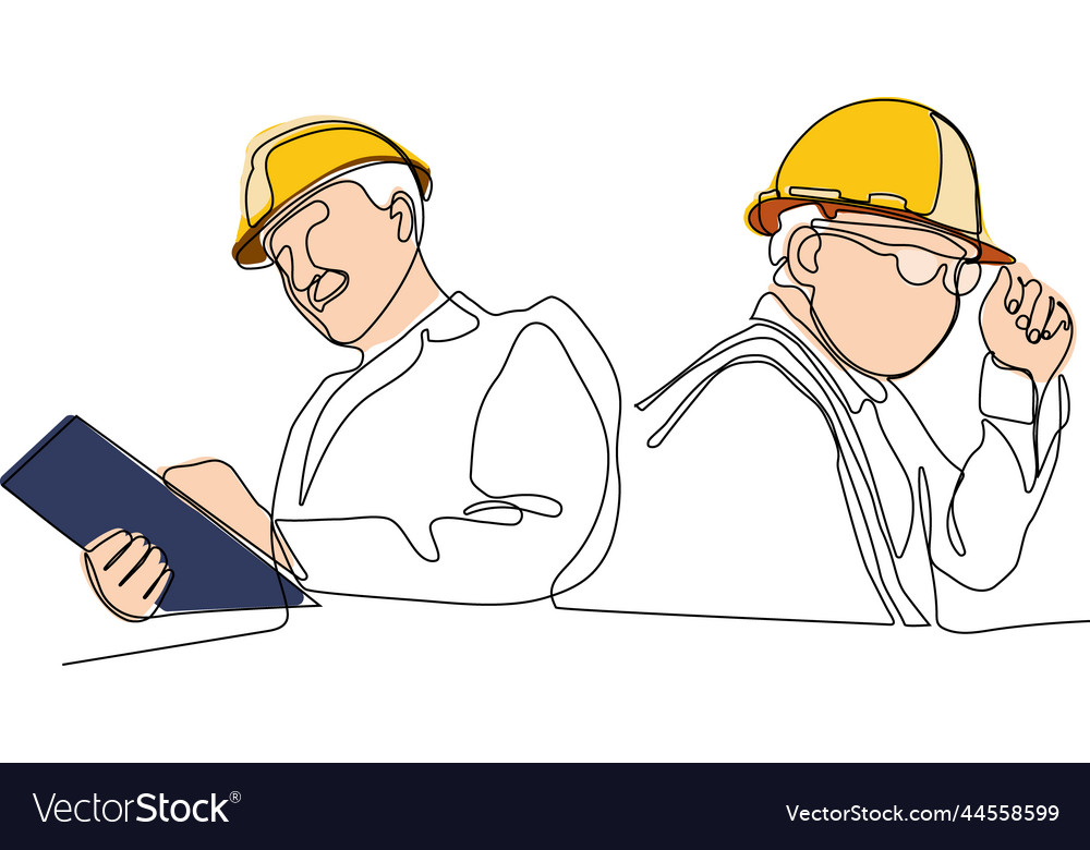 Construction manager and engineer working Vector Image