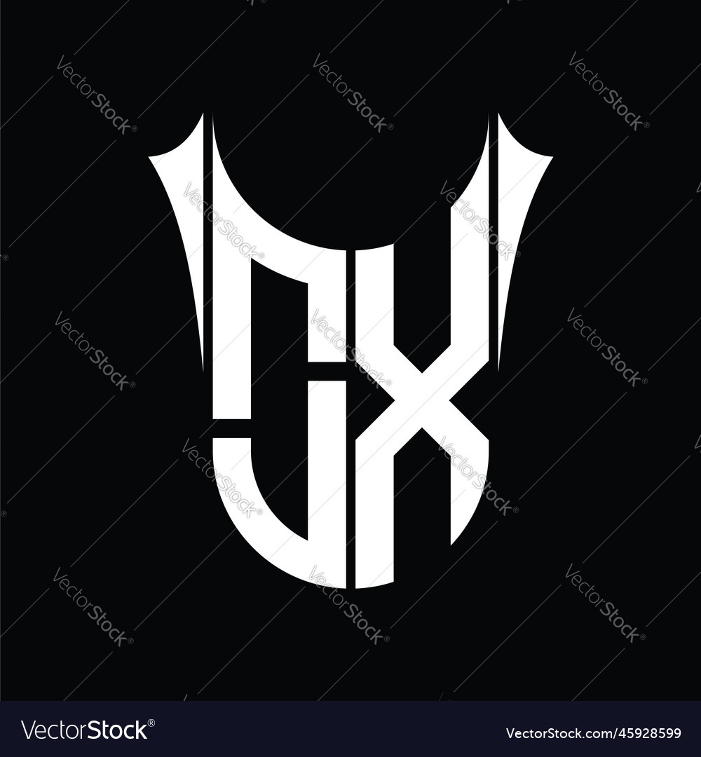 Ox logo monogram shield sharp half round shape Vector Image