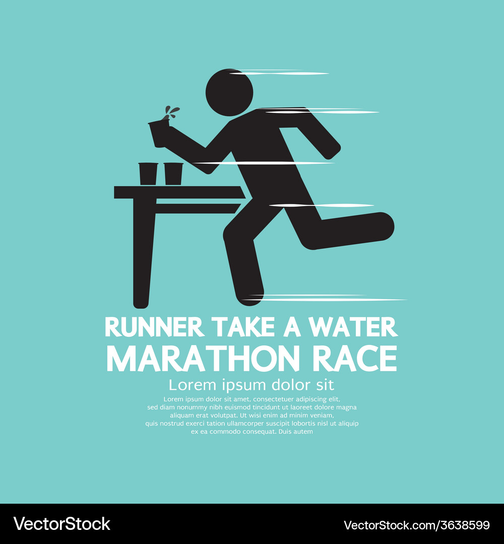 Runner take a water in marathon race symbol Vector Image