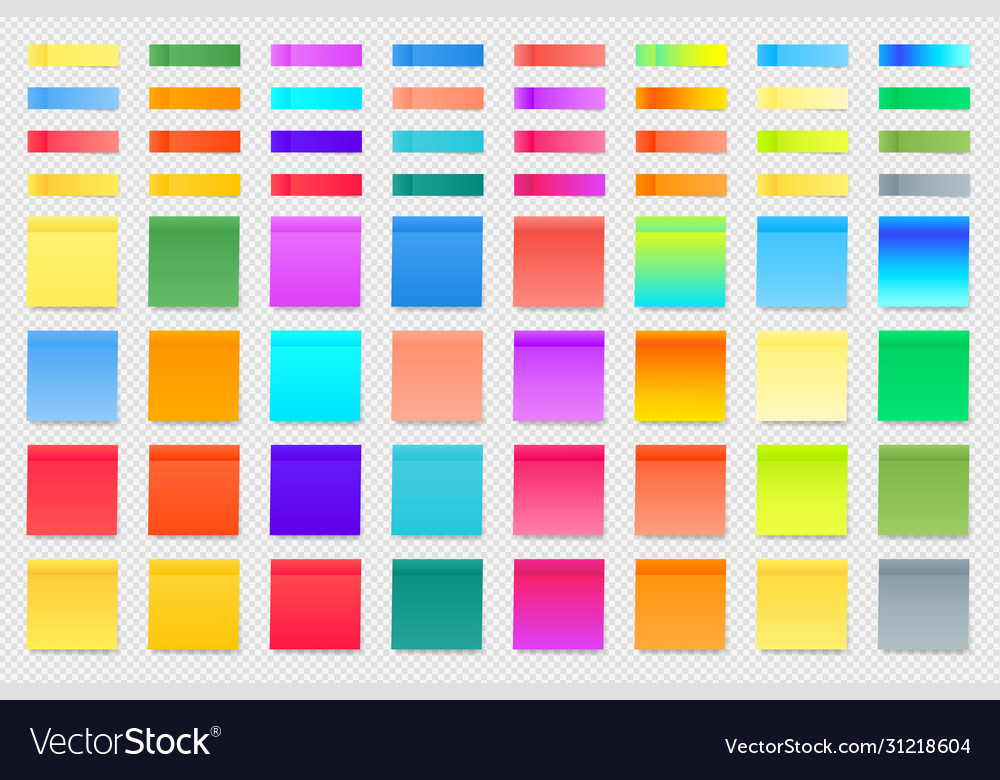 Collection colorful sticky notes transparent Vector Image