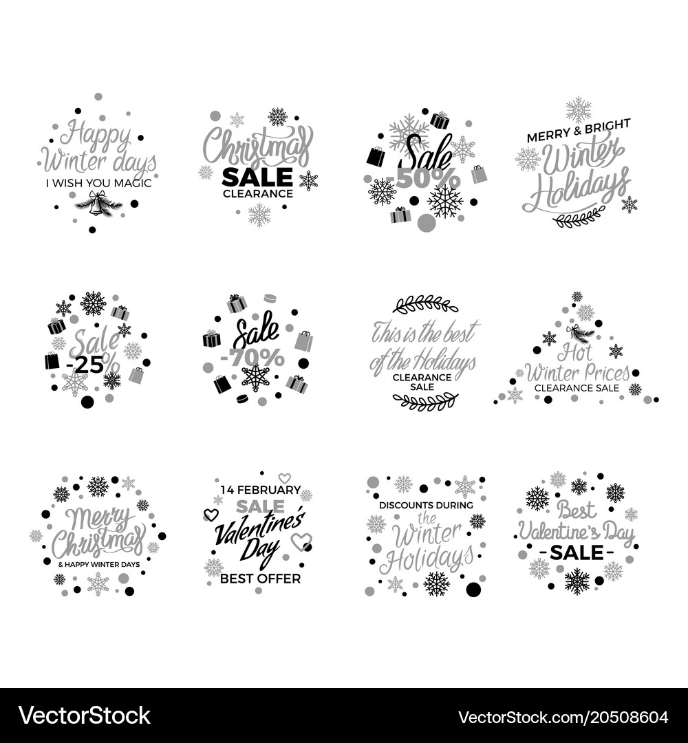 Winter holidays discounts concepts set Royalty Free Vector