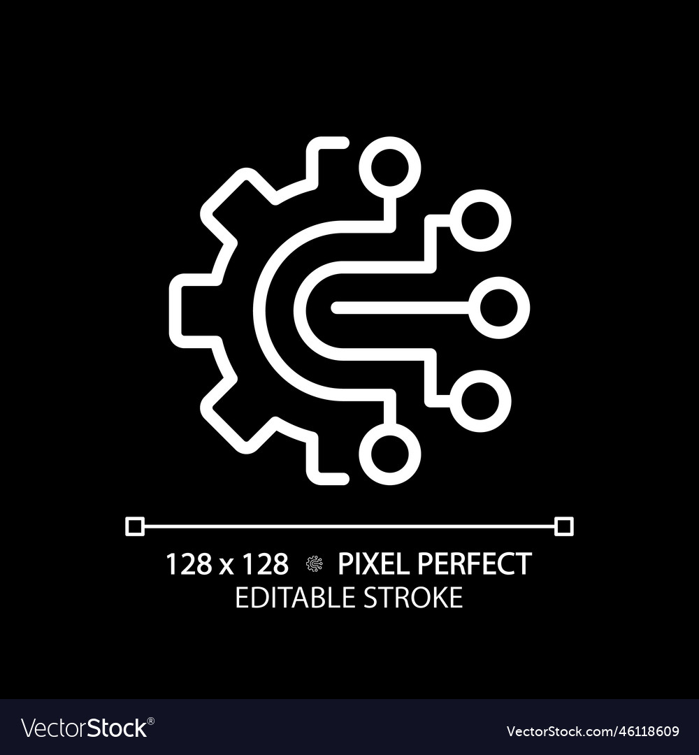 Aiops pixel perfect white linear icon for dark Vector Image Aiops pixel perfect white linear icon for dark Vector Image