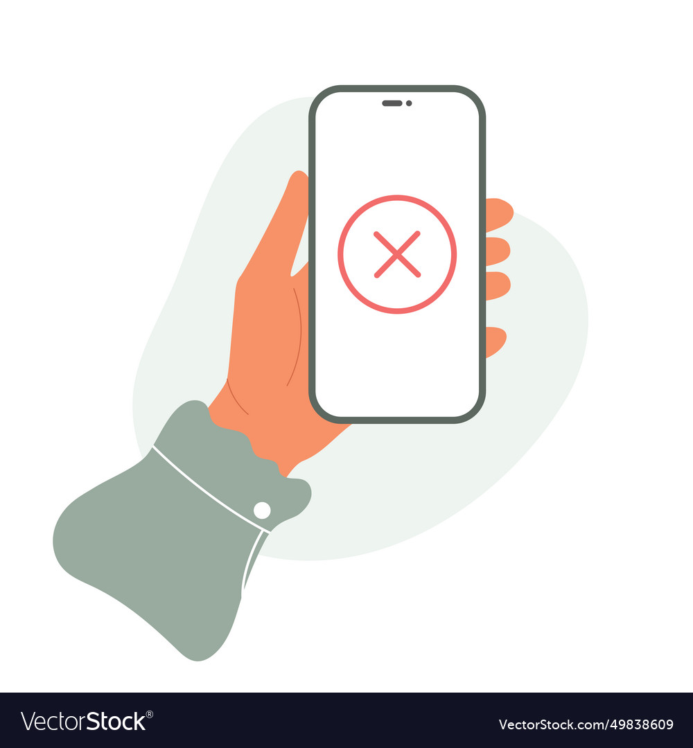 Mobile screen with error payment check mark Vector Image