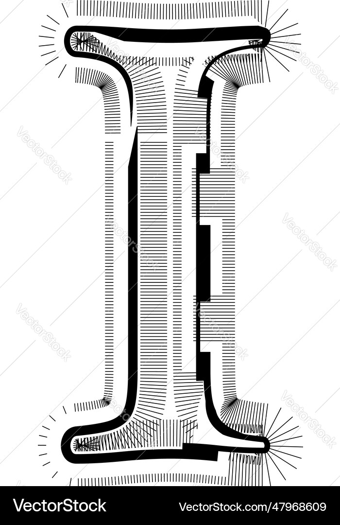 Modern abstract striped design with lines letter i