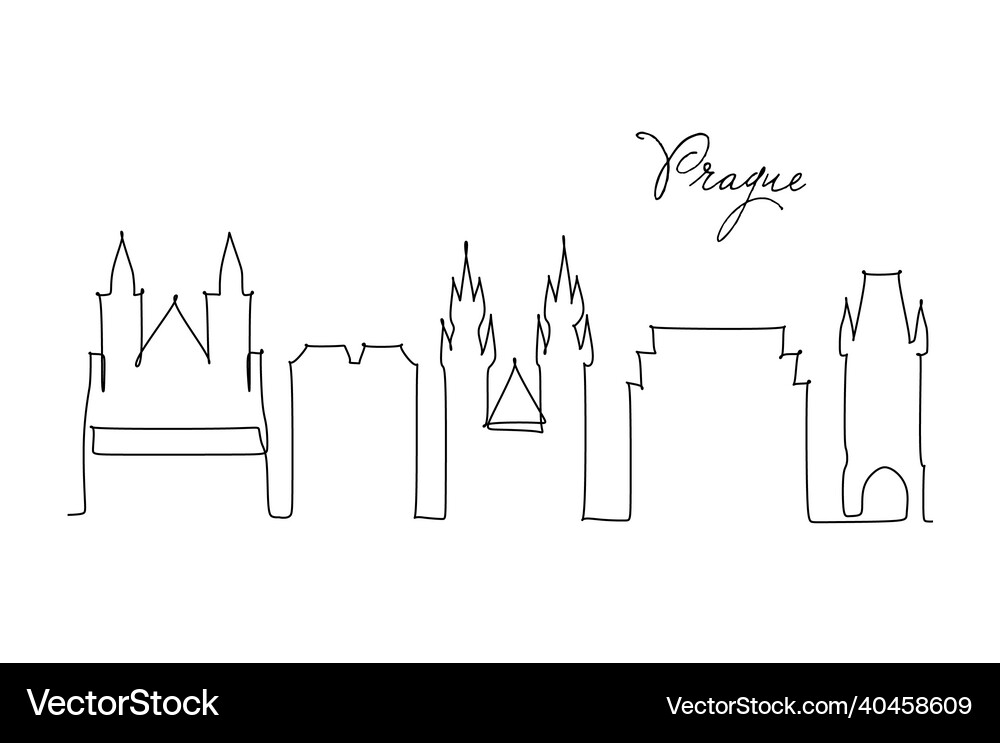 One line style prague city skyline simple modern Vector Image