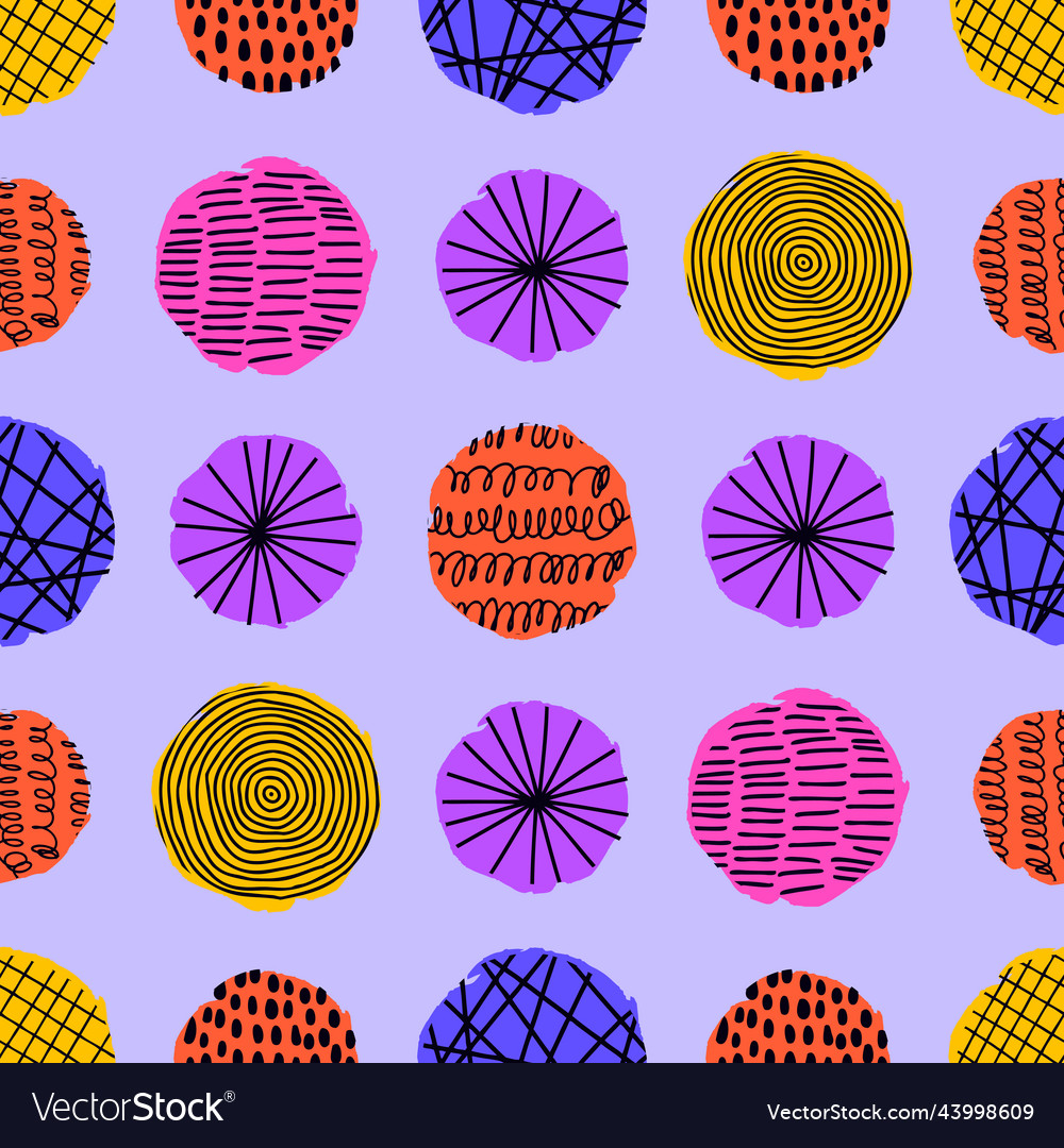 Seamless pattern with round textured elements Vector Image