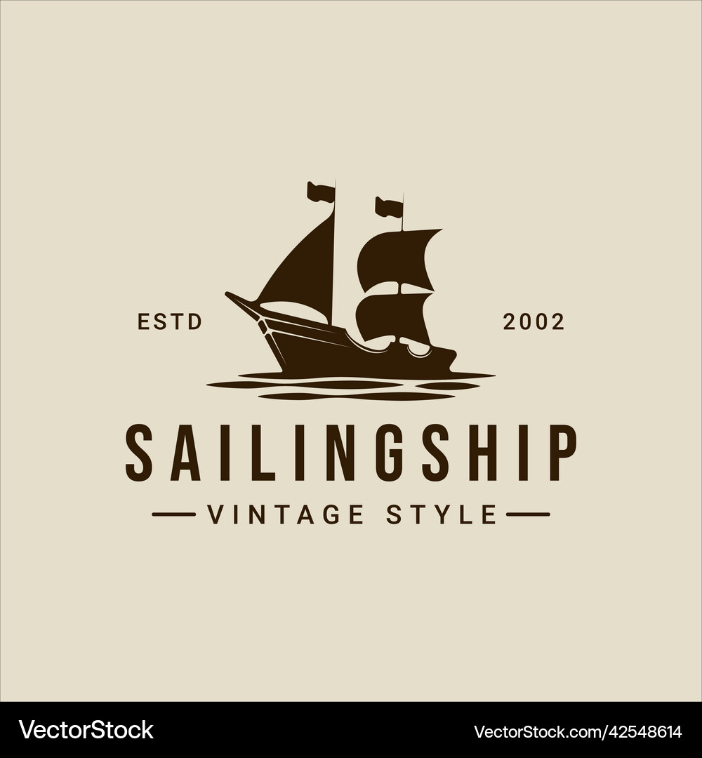 Sailing ship logo vintage template icon graphic Vector Image