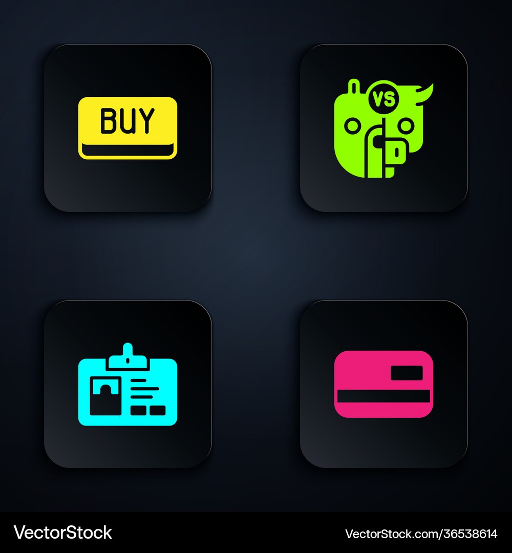 Set credit card buy button identification badge Vector Image