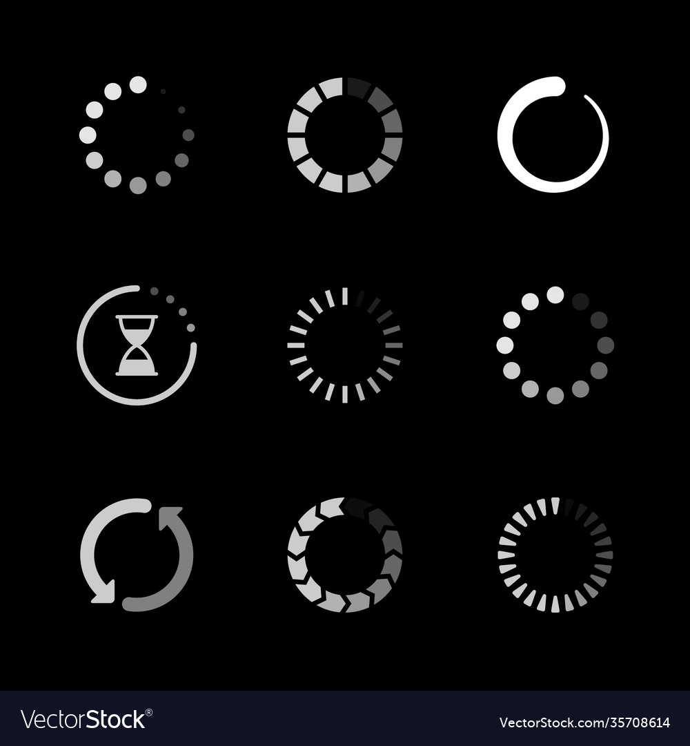 Set icons loading progress Royalty Free Vector Image