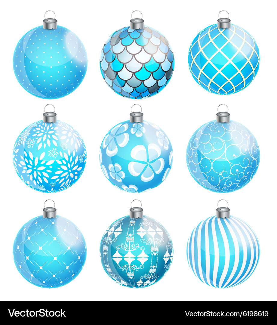 New year and christmas balls set Royalty Free Vector Image