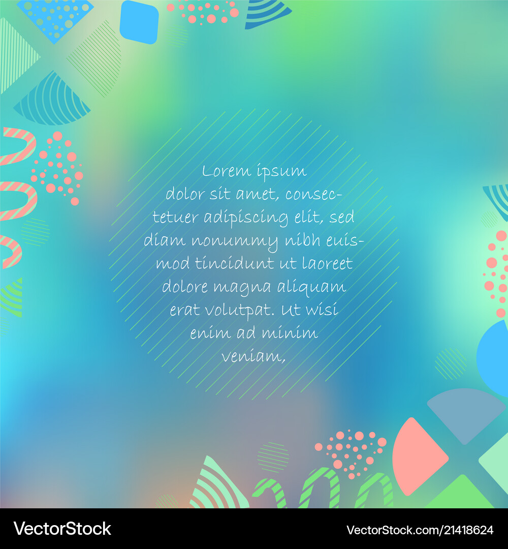 Blue green poster with abstract shapes Royalty Free Vector