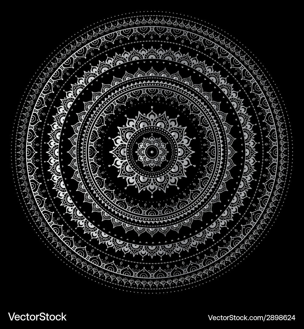 Silver mandala Royalty Free Vector Image - VectorStock