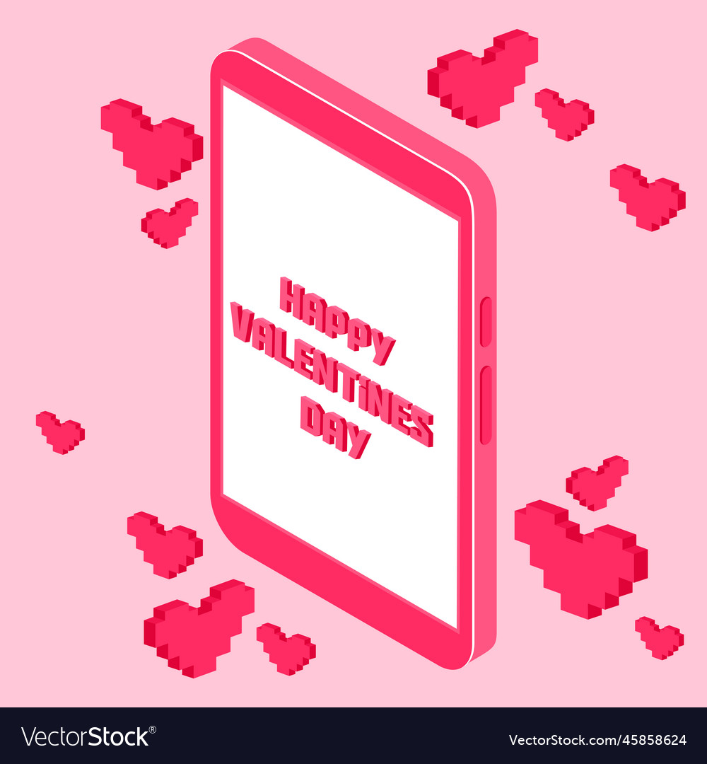 Valentine day pixel concept 3d gifts Royalty Free Vector