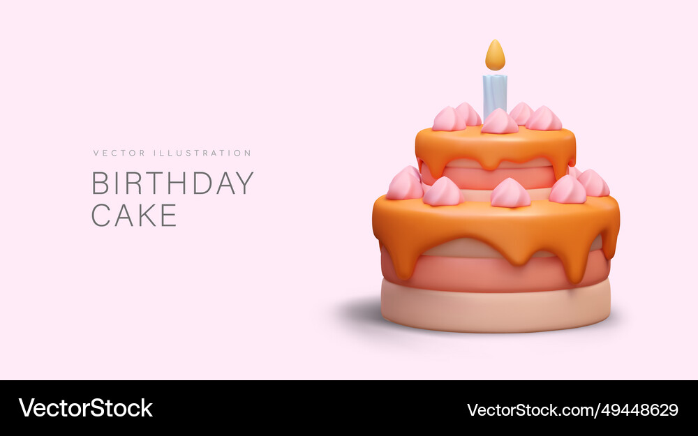 Birthday cake multi layered dessert with topping Vector Image