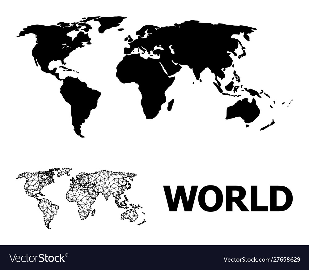 Solid and carcass map world Royalty Free Vector Image