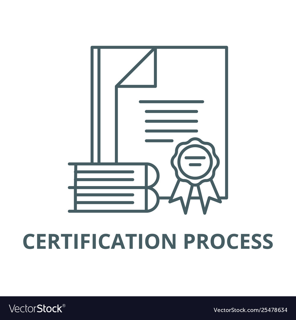 Certification process line icon linear Royalty Free Vector