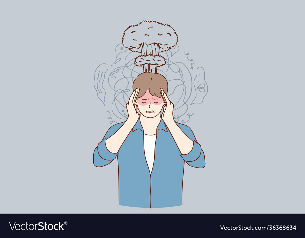 Migraine stress headache concept Royalty Free Vector Image Migraine stress headache concept Royalty Free Vector Image