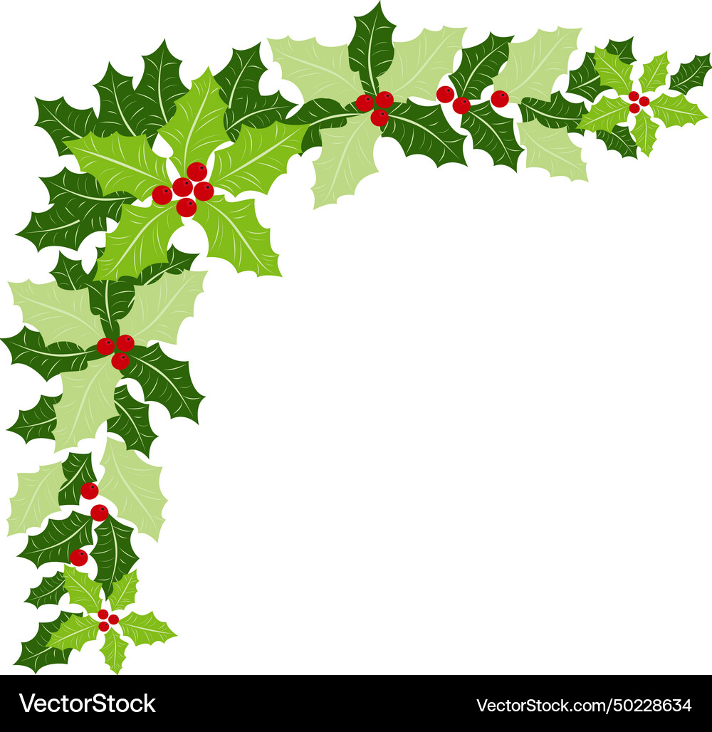 New years green decor from holly branches Vector Image