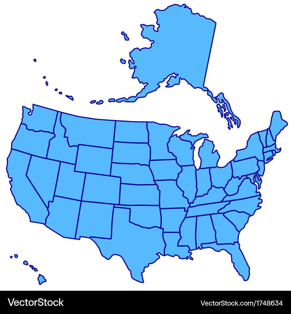 USA Contour Map Royalty Free Vector Image - VectorStock