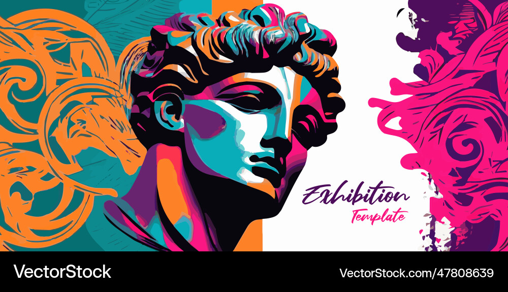 Exhibition poster or banner template art objects Vector Image
