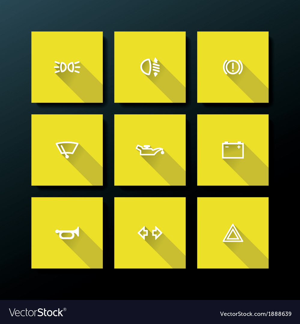 Flat car dashboard icon set Royalty Free Vector Image