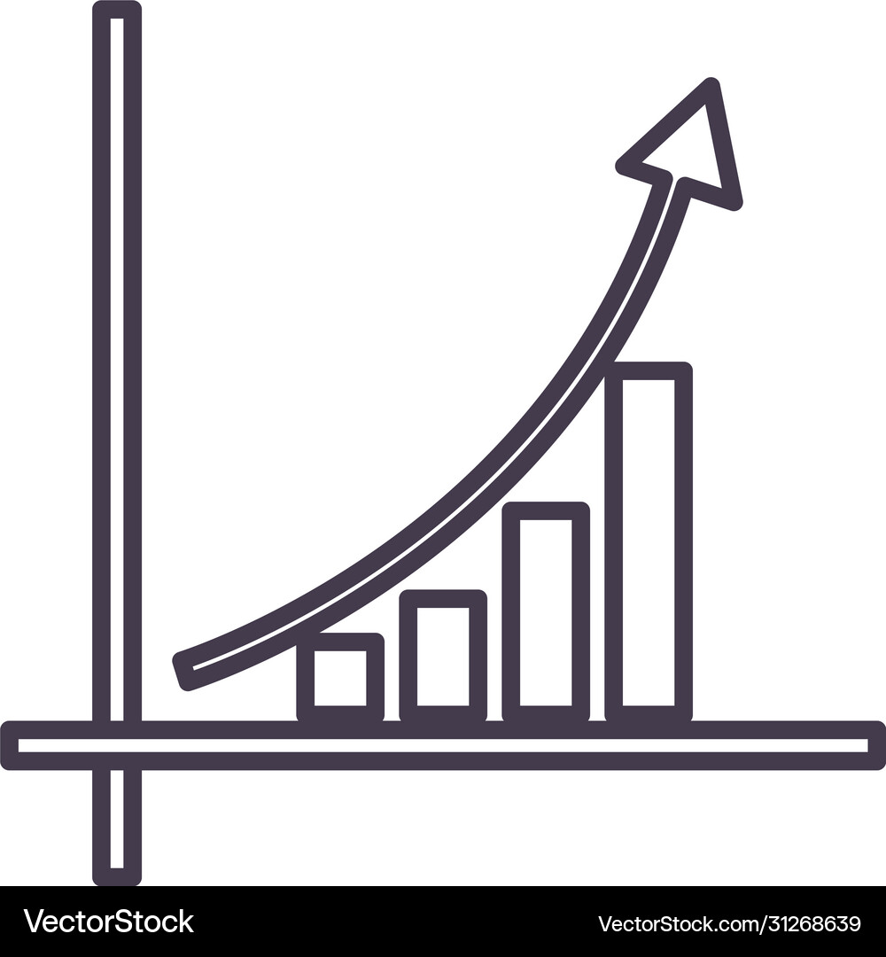 Infographic bars with increase arrow line style Vector Image
