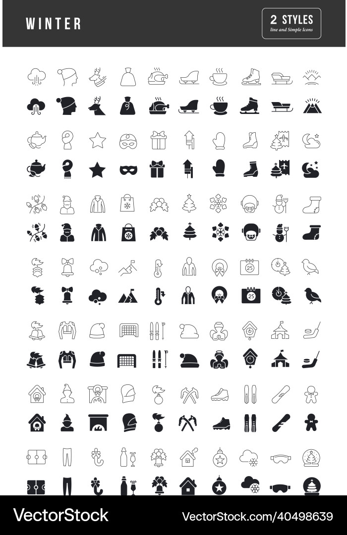 Set of simple icons winter Royalty Free Vector Image