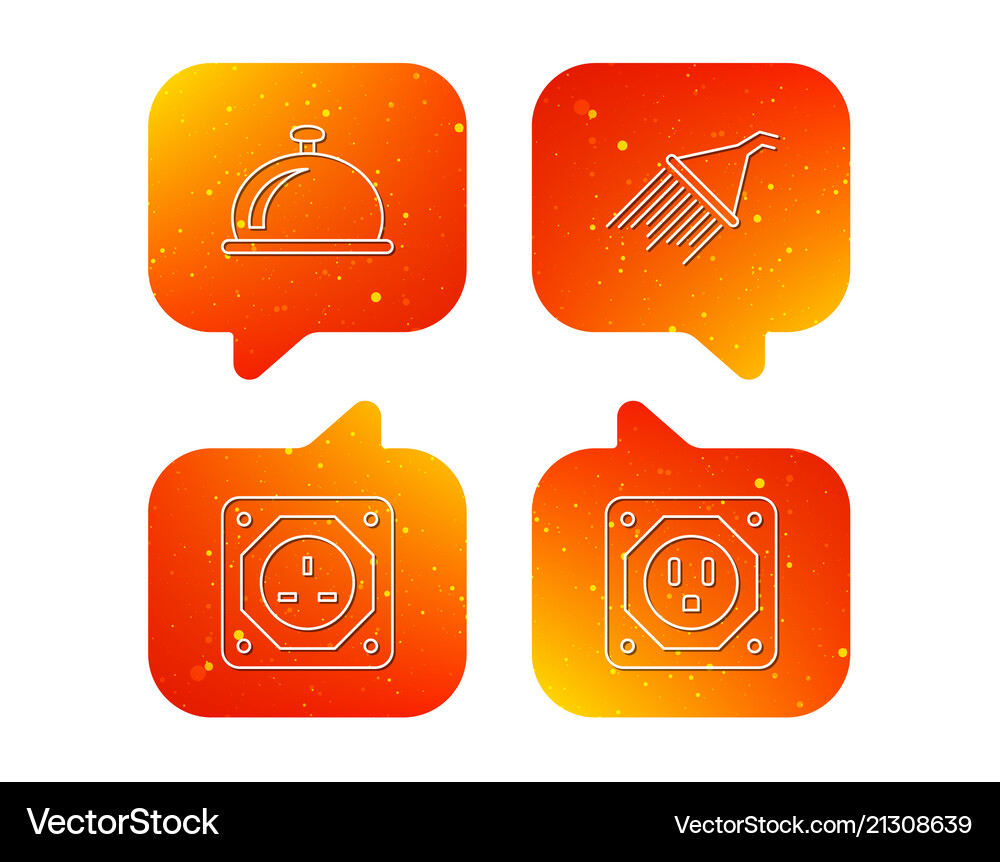 Shower uk socket and usa icons Royalty Free Vector Image