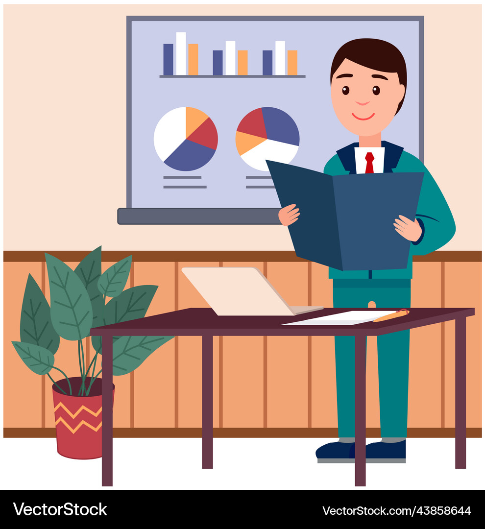 Business employees on their workspace co-worker Vector Image