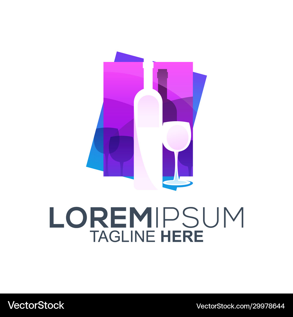 Colorful wine logo design Royalty Free Vector Image