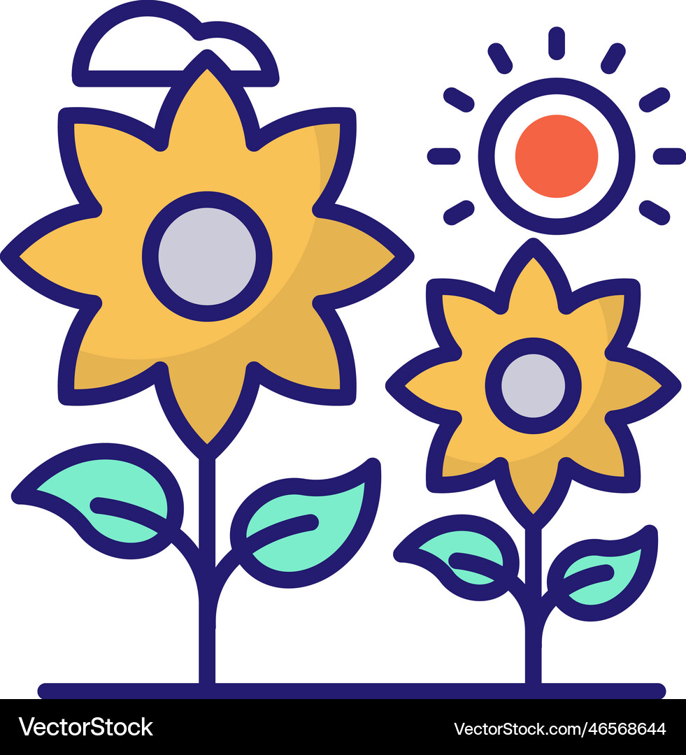Flowers fill outline icon style Royalty Free Vector Image
