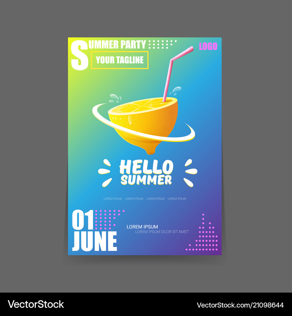 Hello summer beach party vertical a4 poster Vector Image