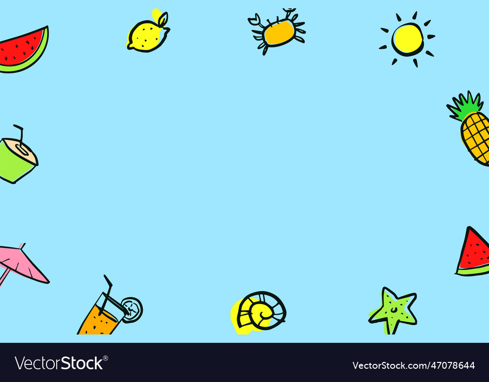 Summer background objects elements with space Vector Image