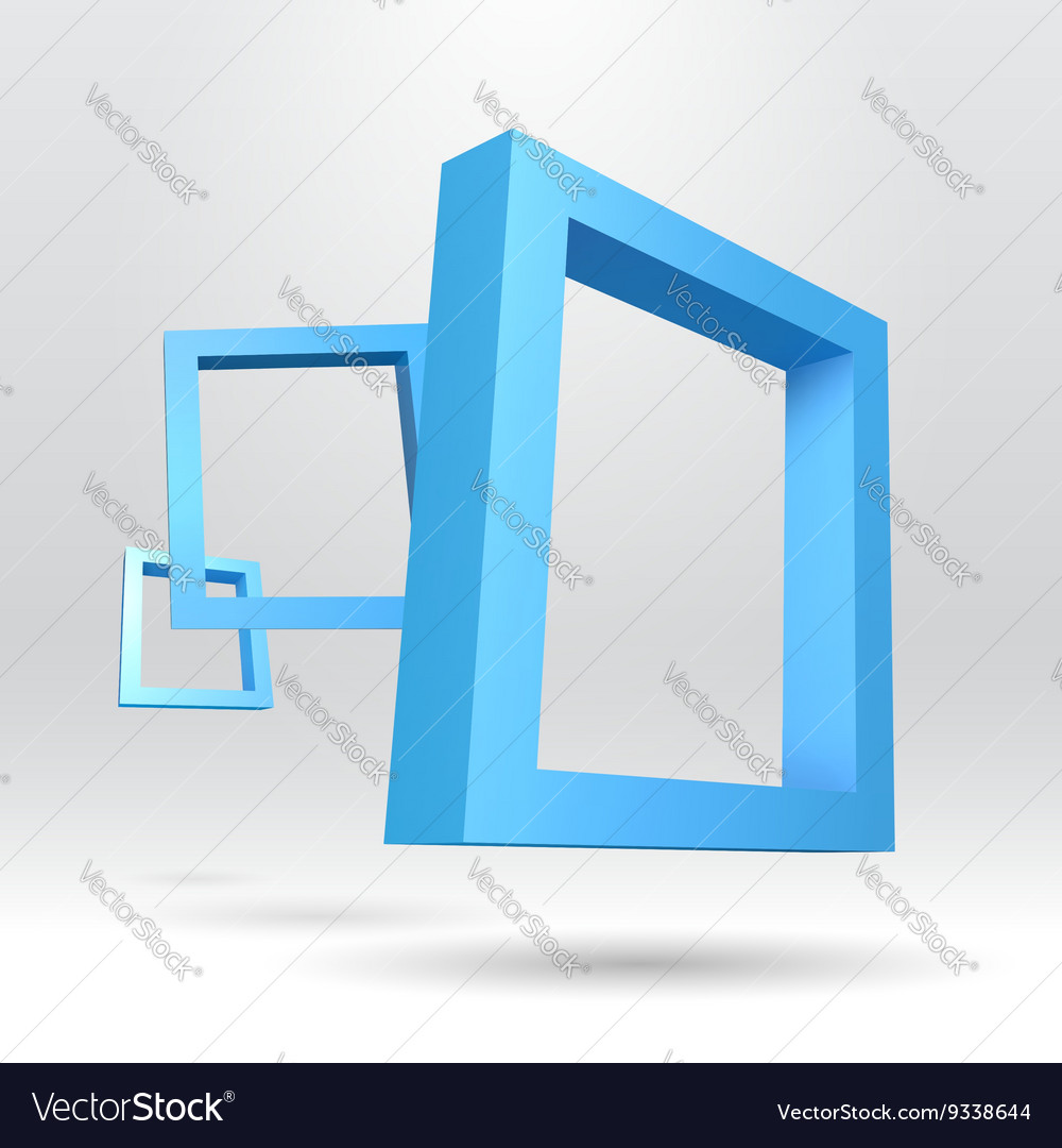 Three blue rectangular 3d frames Royalty Free Vector Image