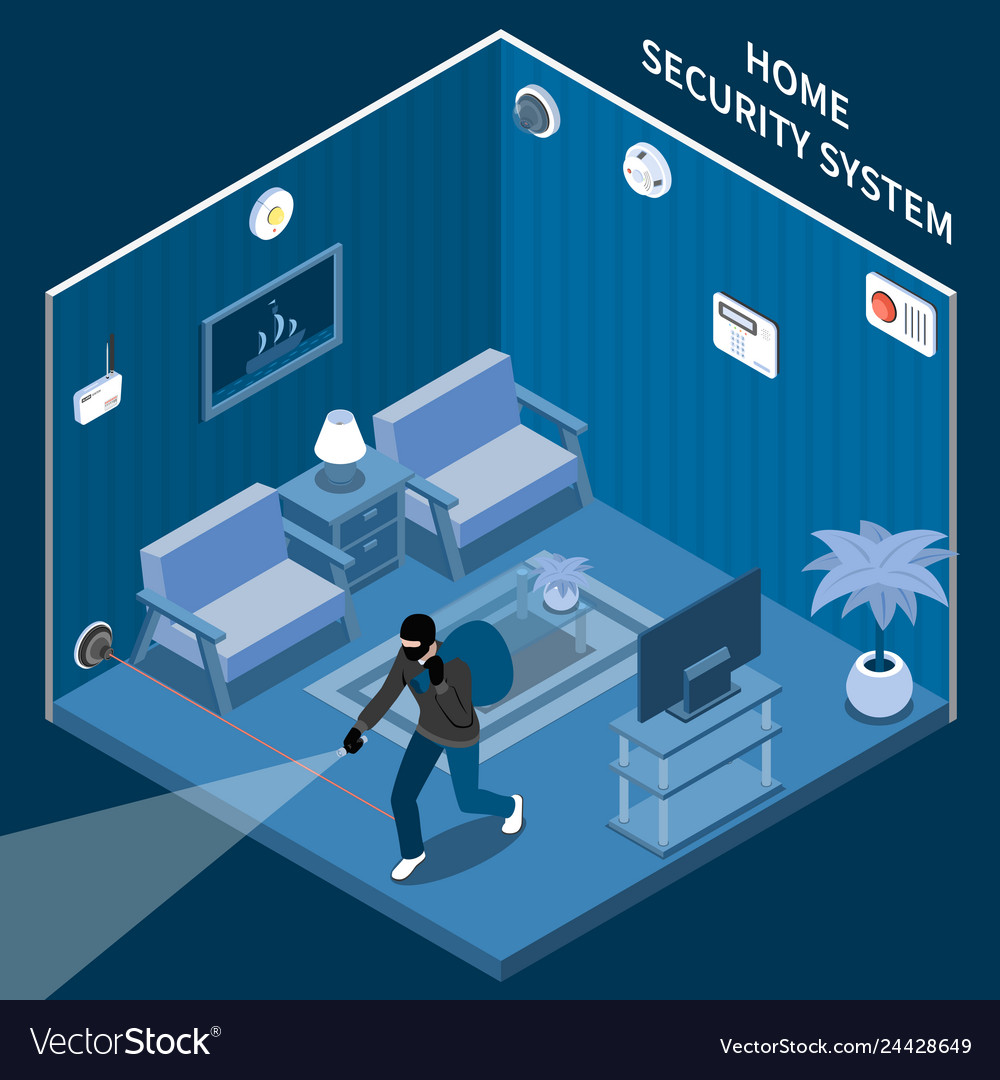 Home security isometric composition Royalty Free Vector
