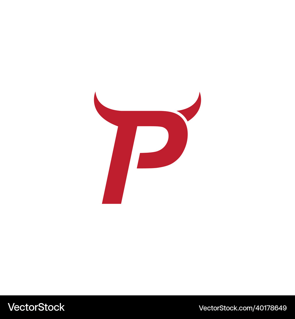 P initial letter with devil horn Royalty Free Vector Image