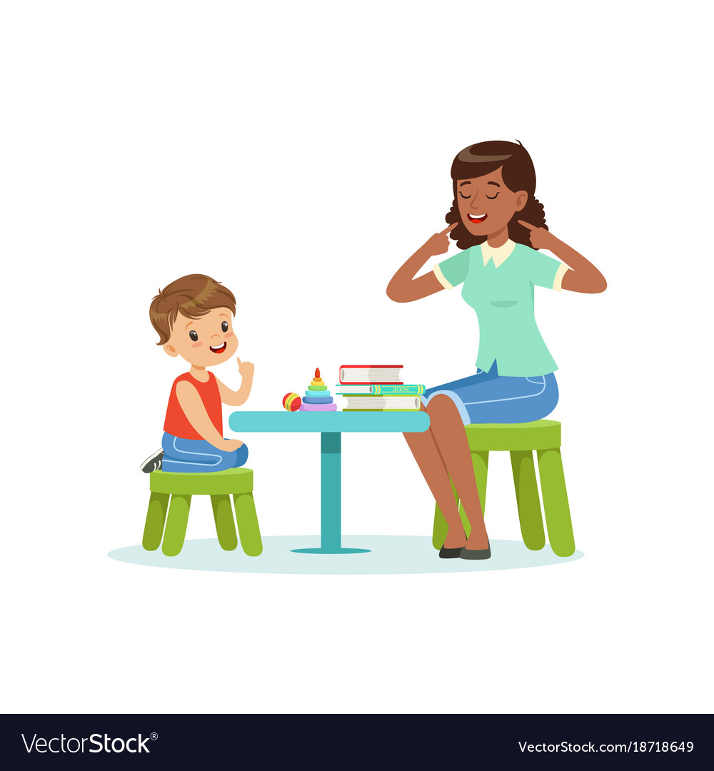 Professional Speech Therapy For Preschool Kid Vector Image