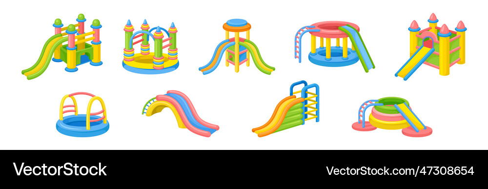 Inflatable slides as park entertainment Royalty Free Vector
