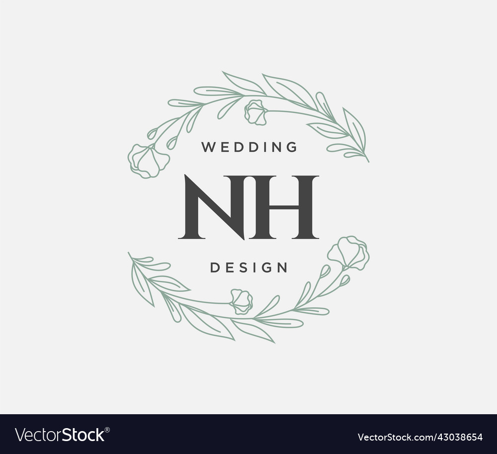 Nh initials letter wedding monogram logos Vector Image
