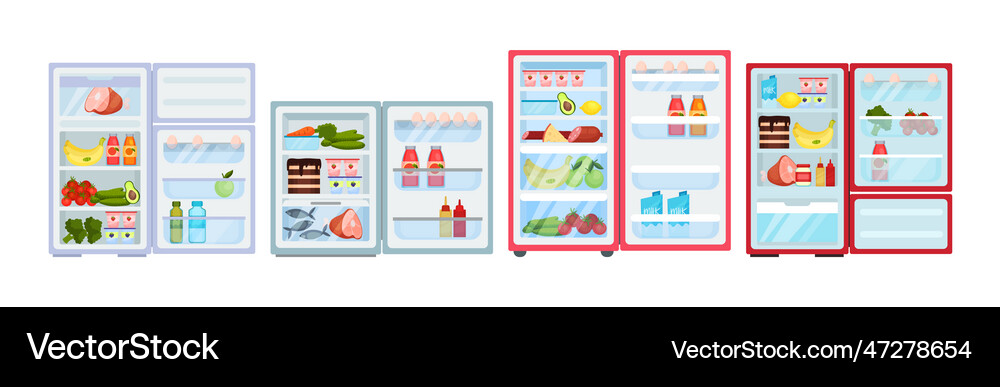 Open refrigerator or fridge as home appliance Vector Image