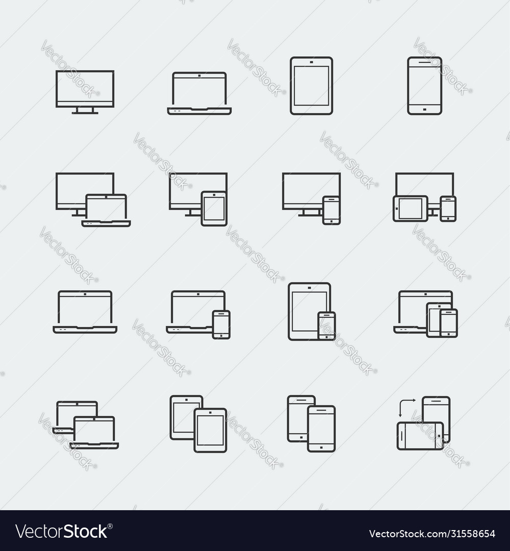 Responsive web design icons for computer monitor Vector Image