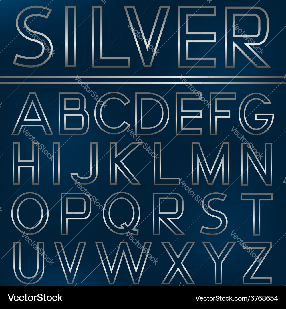 Silver alphabet letters Royalty Free Vector Image
