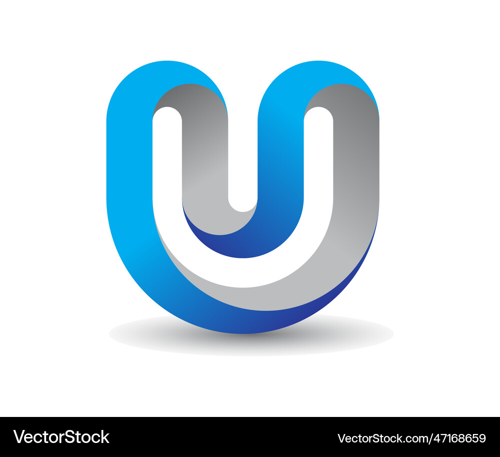 3d u logo design template Royalty Free Vector Image