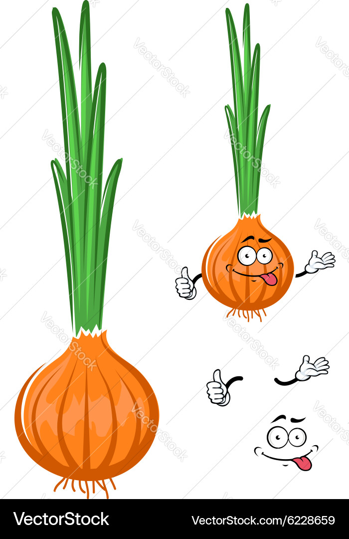 Cartoon green onion vegetable character Royalty Free Vector