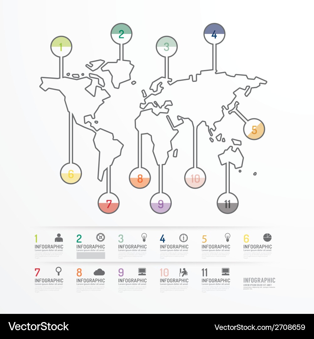 World business diagram line style template Vector Image
