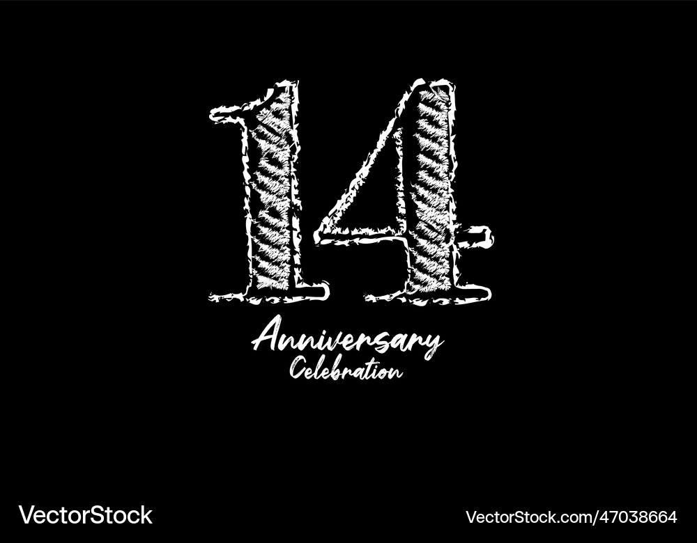 14 years anniversary celebration logotype white Vector Image