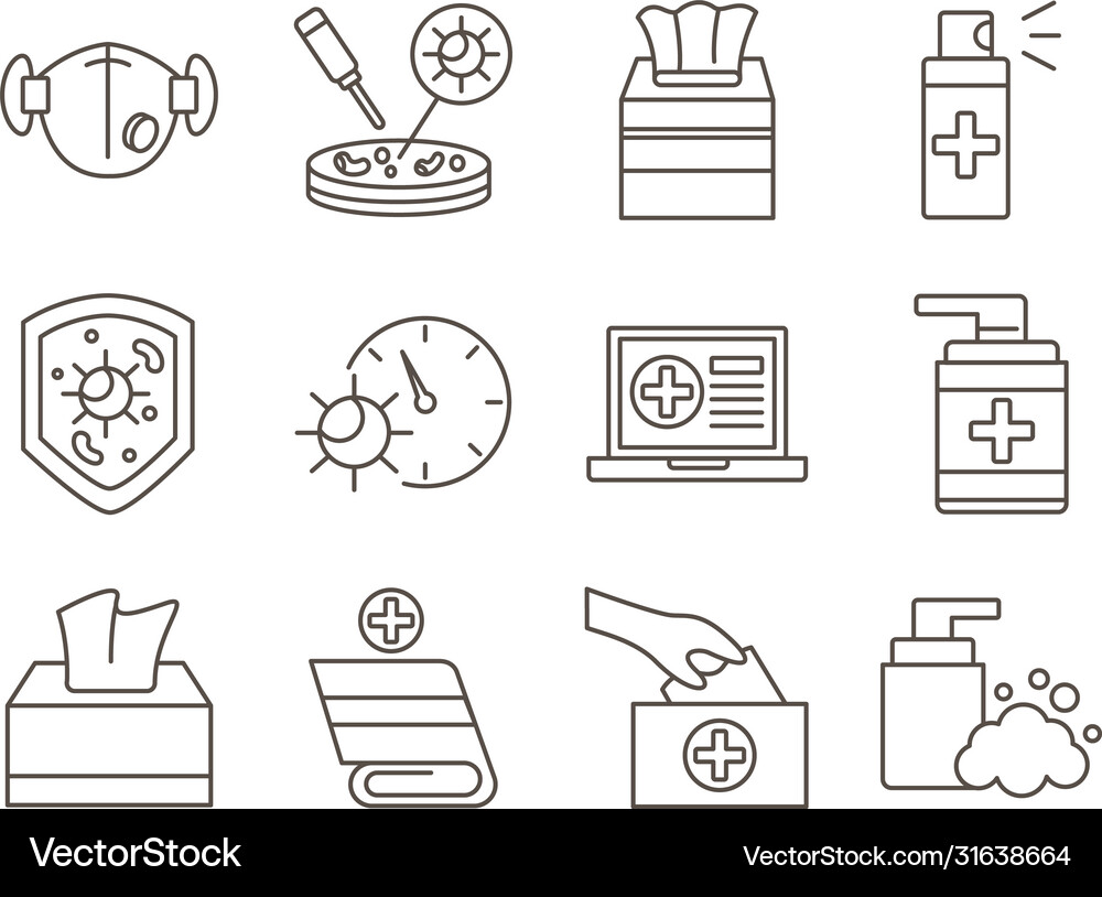 Bundle covid19 set icons Royalty Free Vector Image